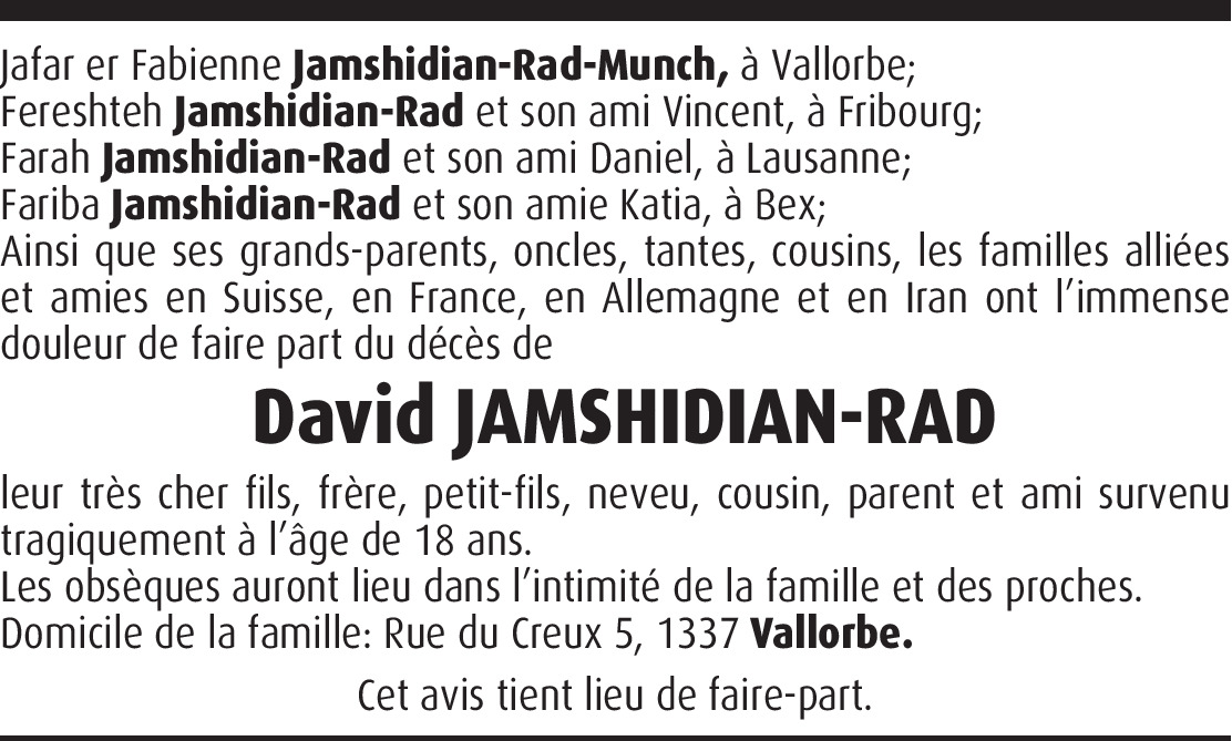 David Jamshidian-Rad | Hommages
