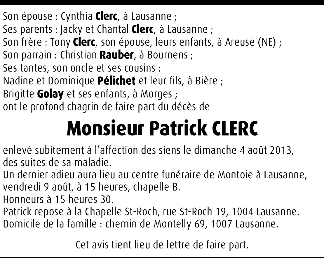 Patrick Clerc | Hommages
