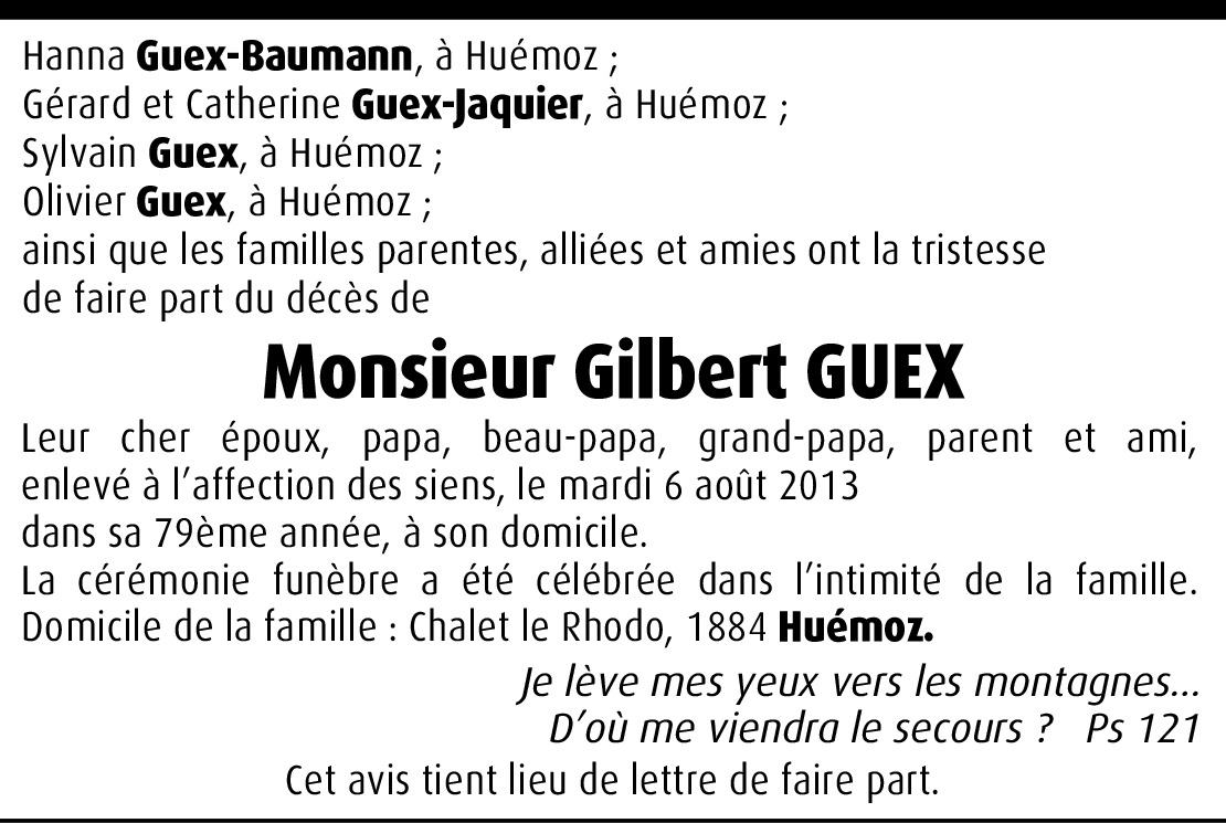 Gilbert Guex | Hommages