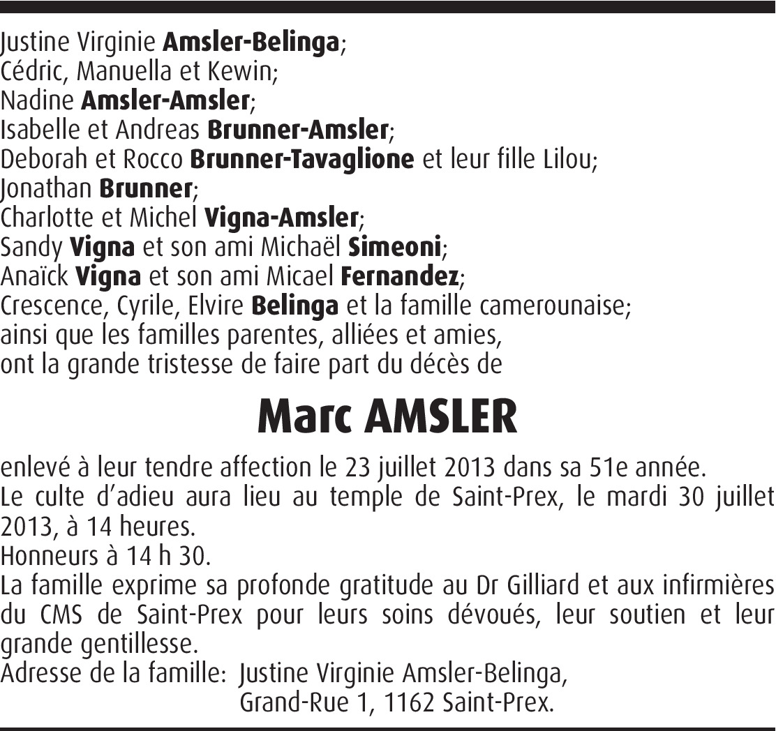 Marc Amsler | Hommages