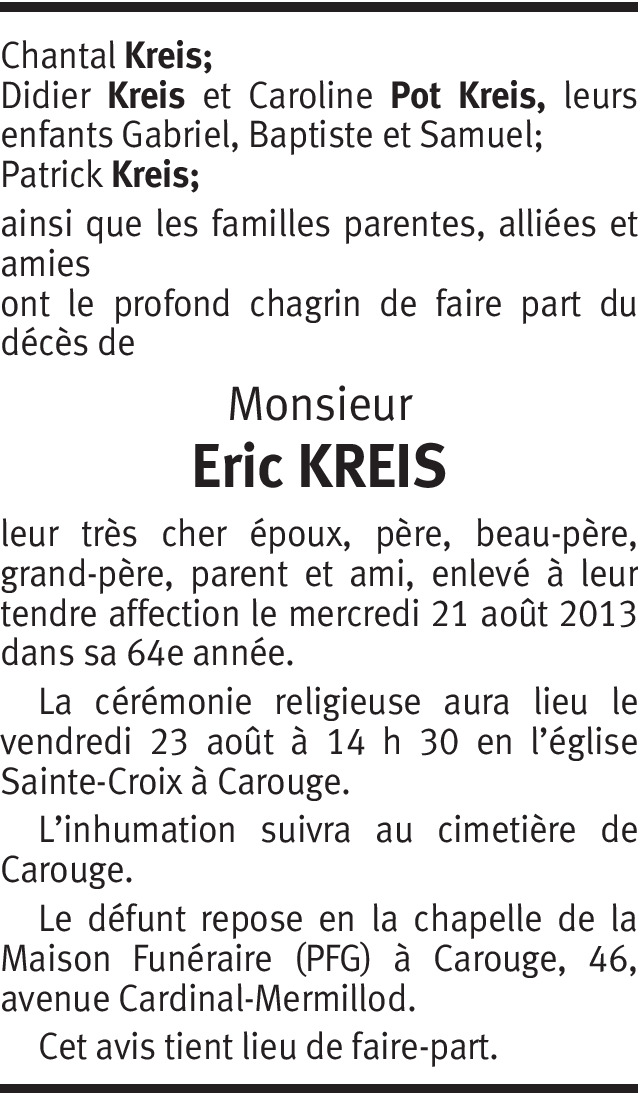 Eric Kreis | Hommages