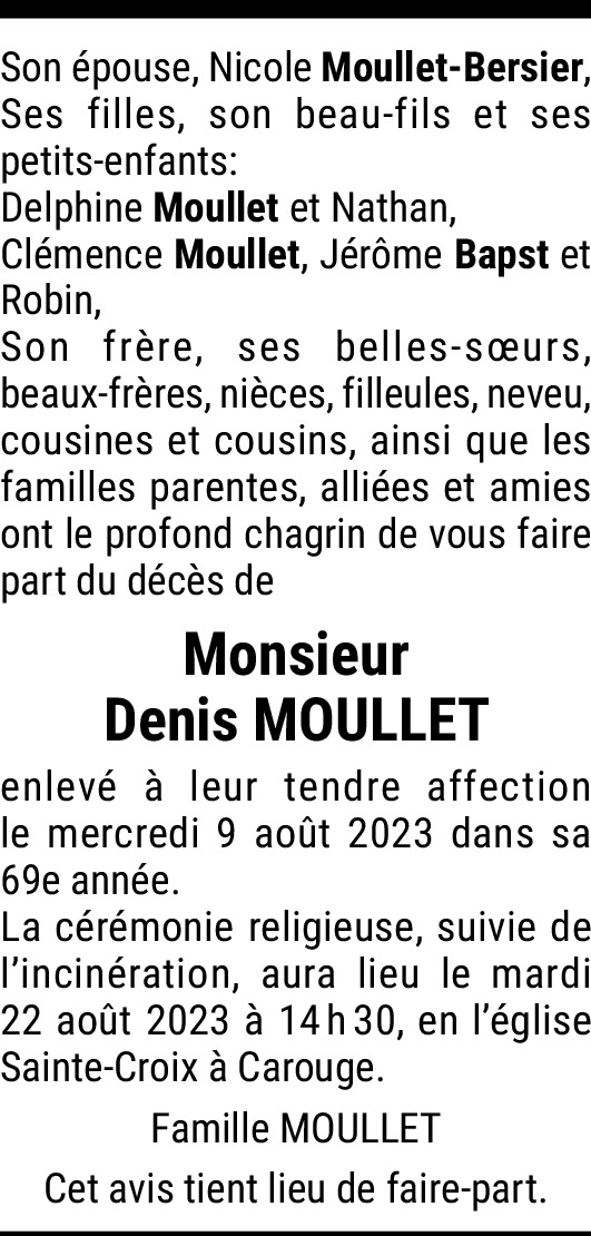 Denis Moullet | Hommages