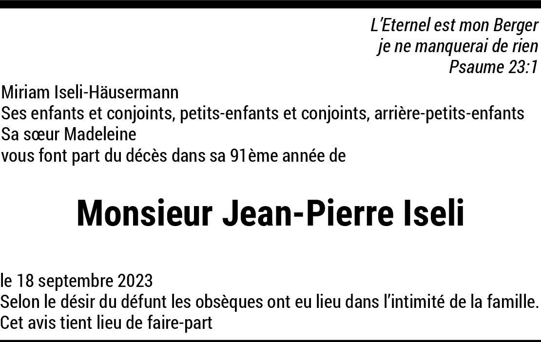 Jean-Pierre Iseli | Hommages