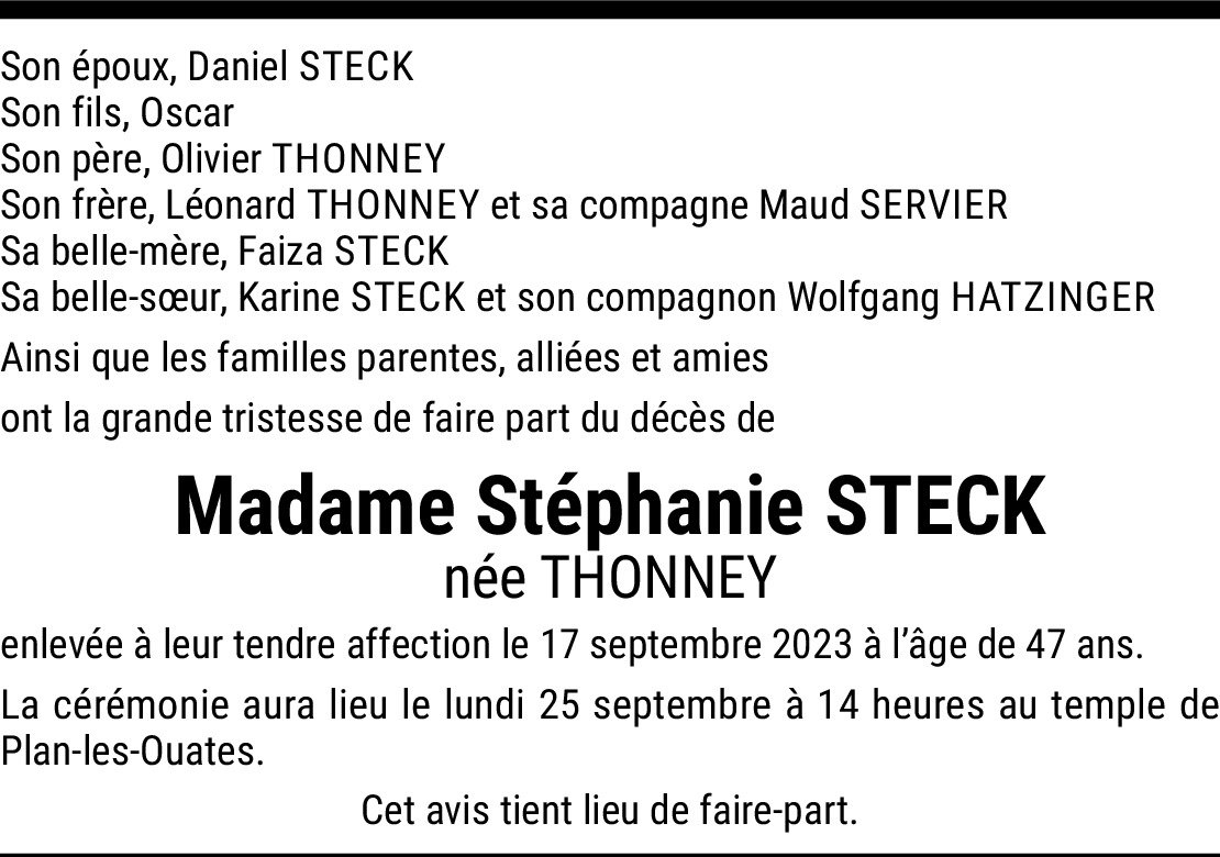 Stéphanie Steck Thonney | Hommages