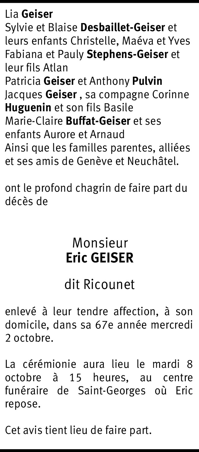 Eric Geiser | Hommages