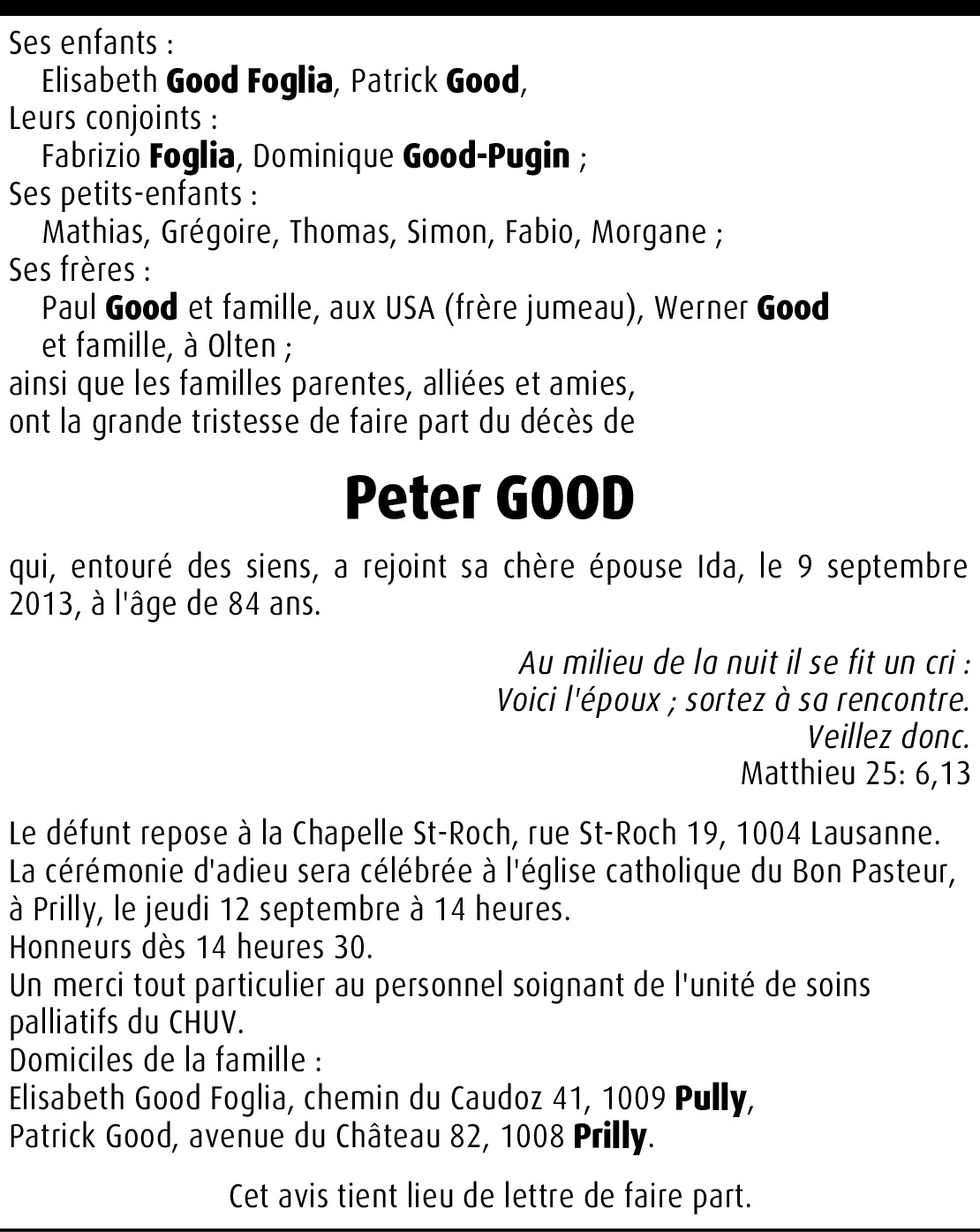 Peter Good | Hommages