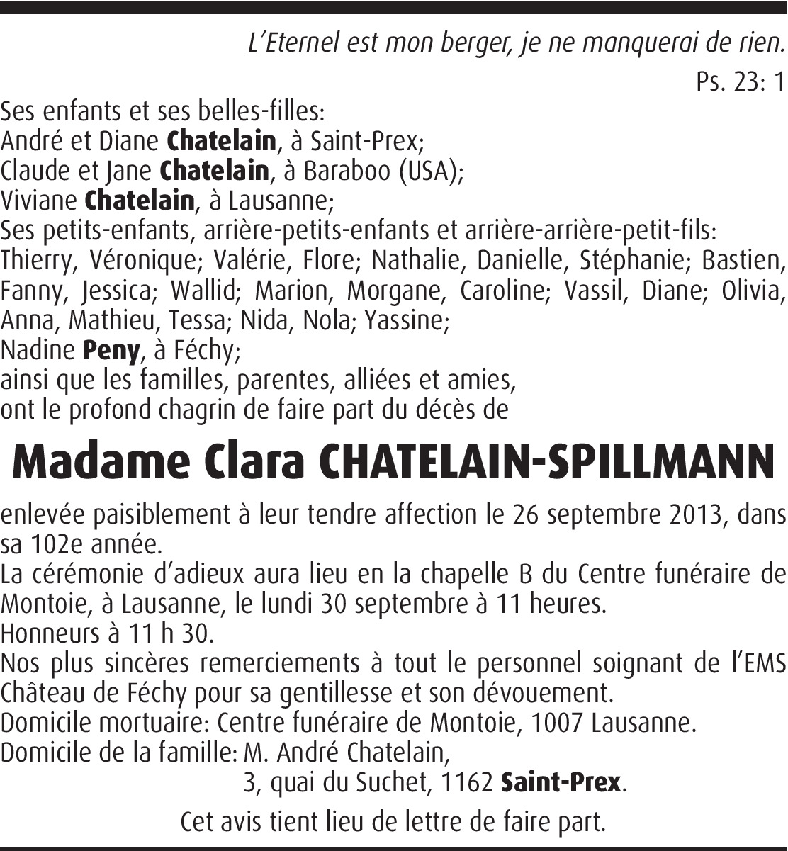 Clara Chatelain-Spillmann | Hommages