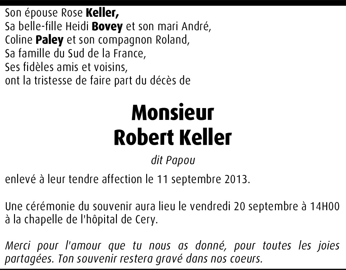 Robert Keller | Hommages