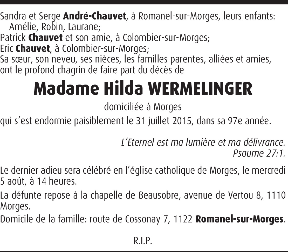 Hilda Wermelinger | Hommages