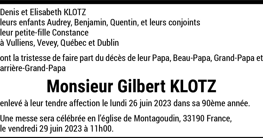 Gilbert Klotz | Hommages