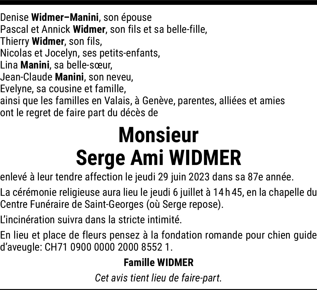 Serge Ami Widmer | Hommages