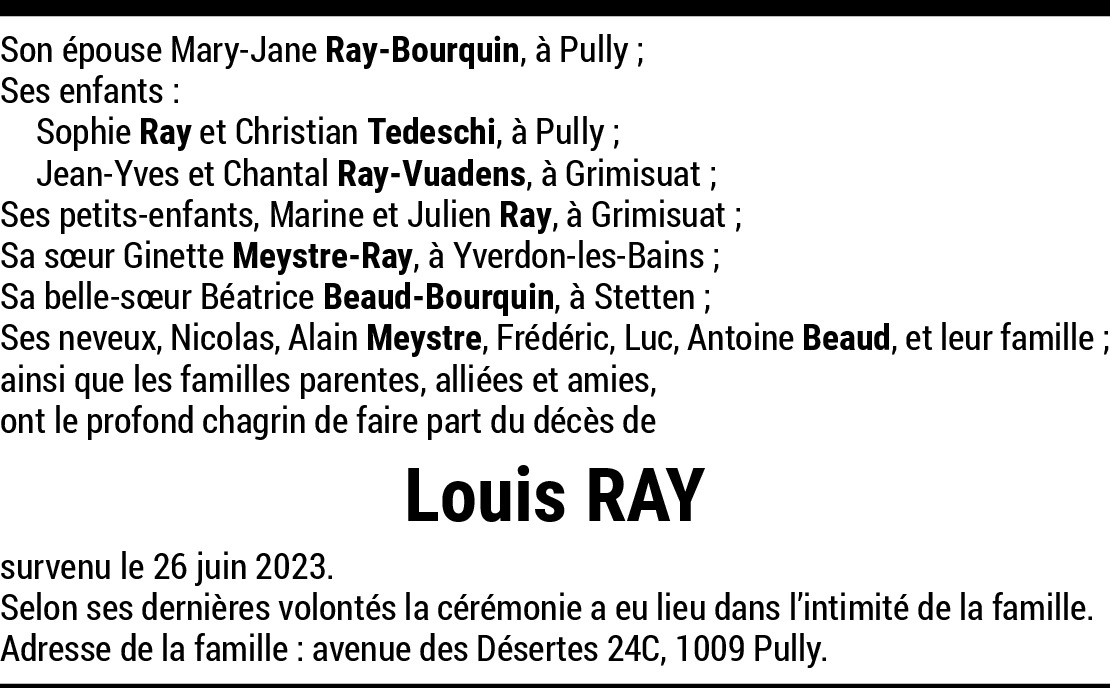 Louis Ray | Hommages