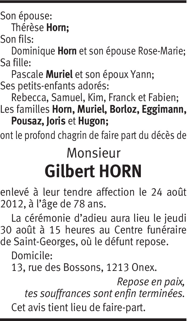 Gilbert Horn | Hommages