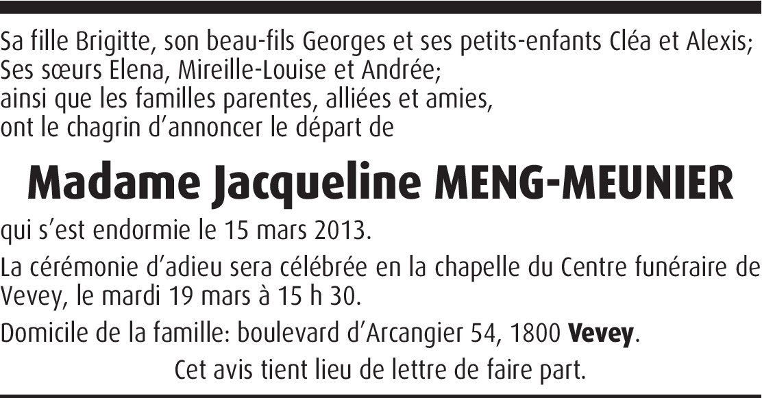 Jacqueline Meng-Meunier | Hommages