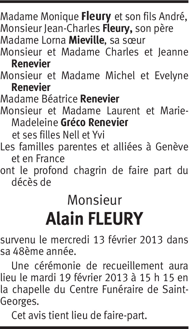 Alain Fleury | Hommages