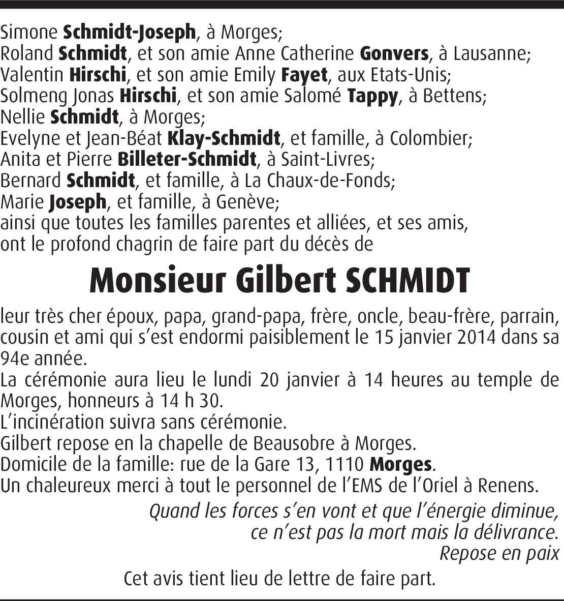 Gilbert Schmidt | Hommages