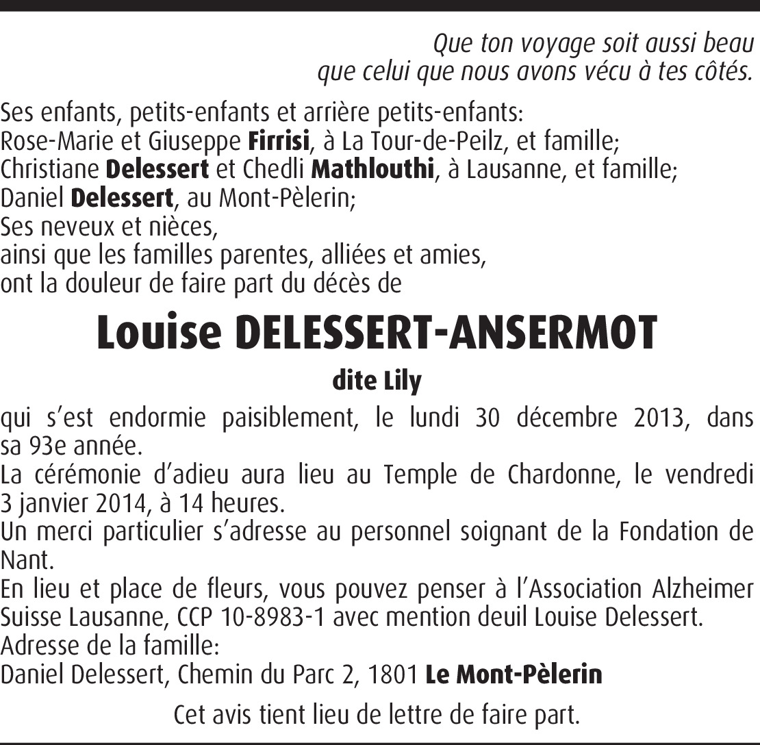 Louise Delessert-Ansermot | Hommages