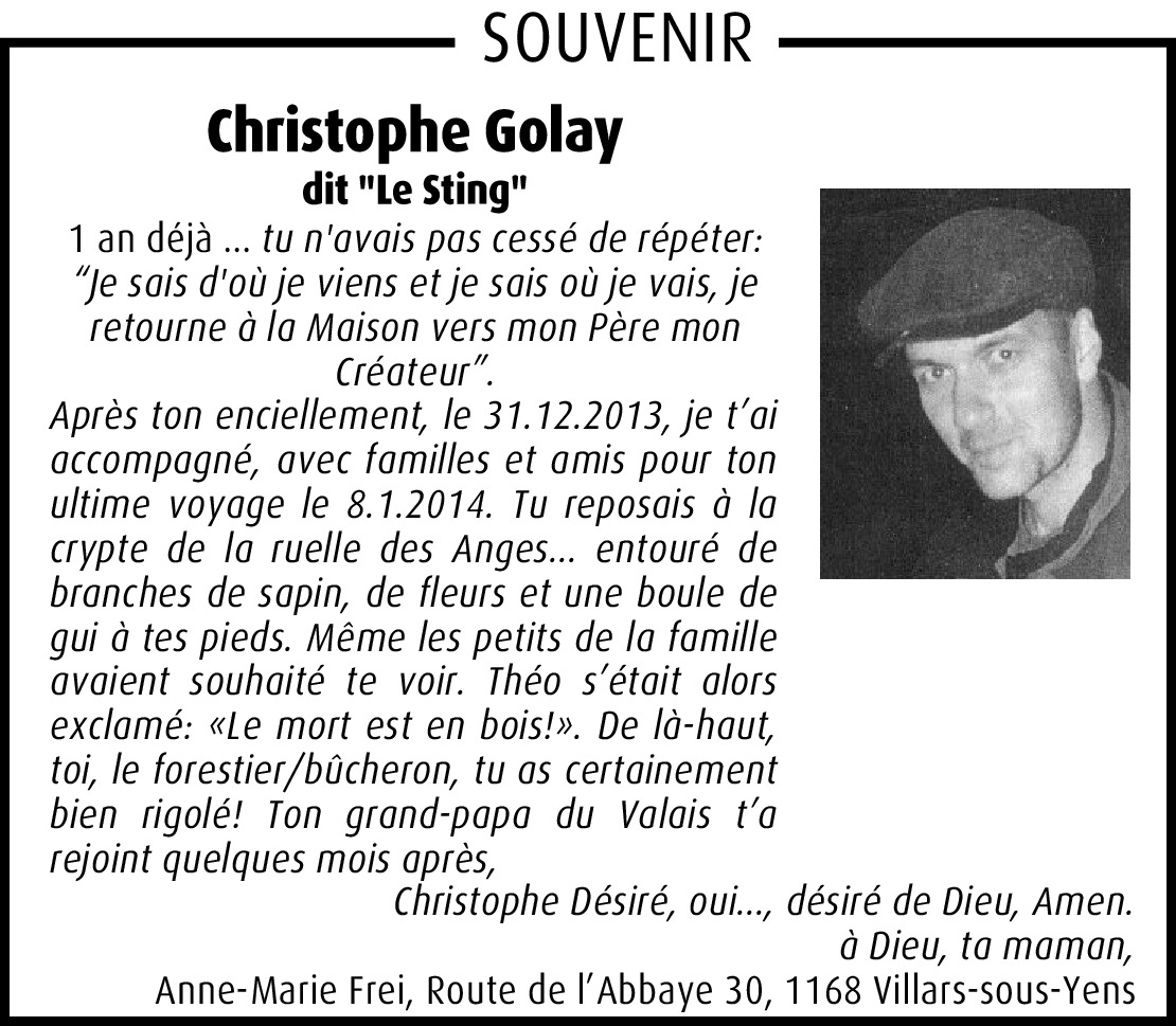 Christophe Golay | Hommages
