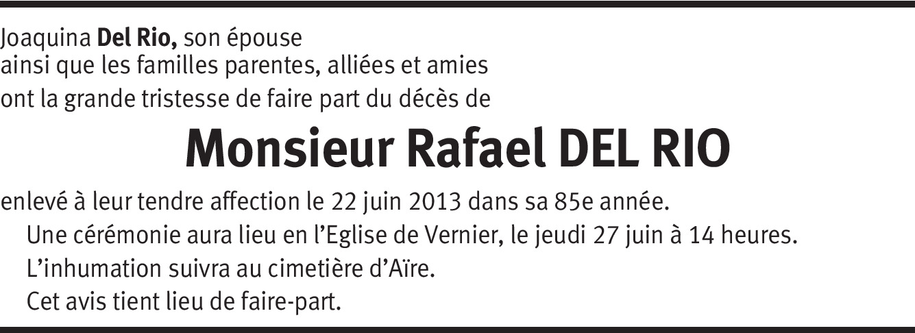 Rafael Del Rio | Hommages