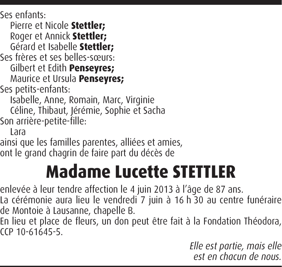 Lucette Stettler | Hommages