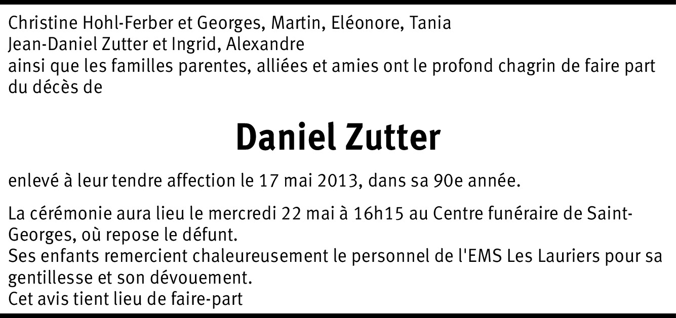 Daniel Zutter | Hommages