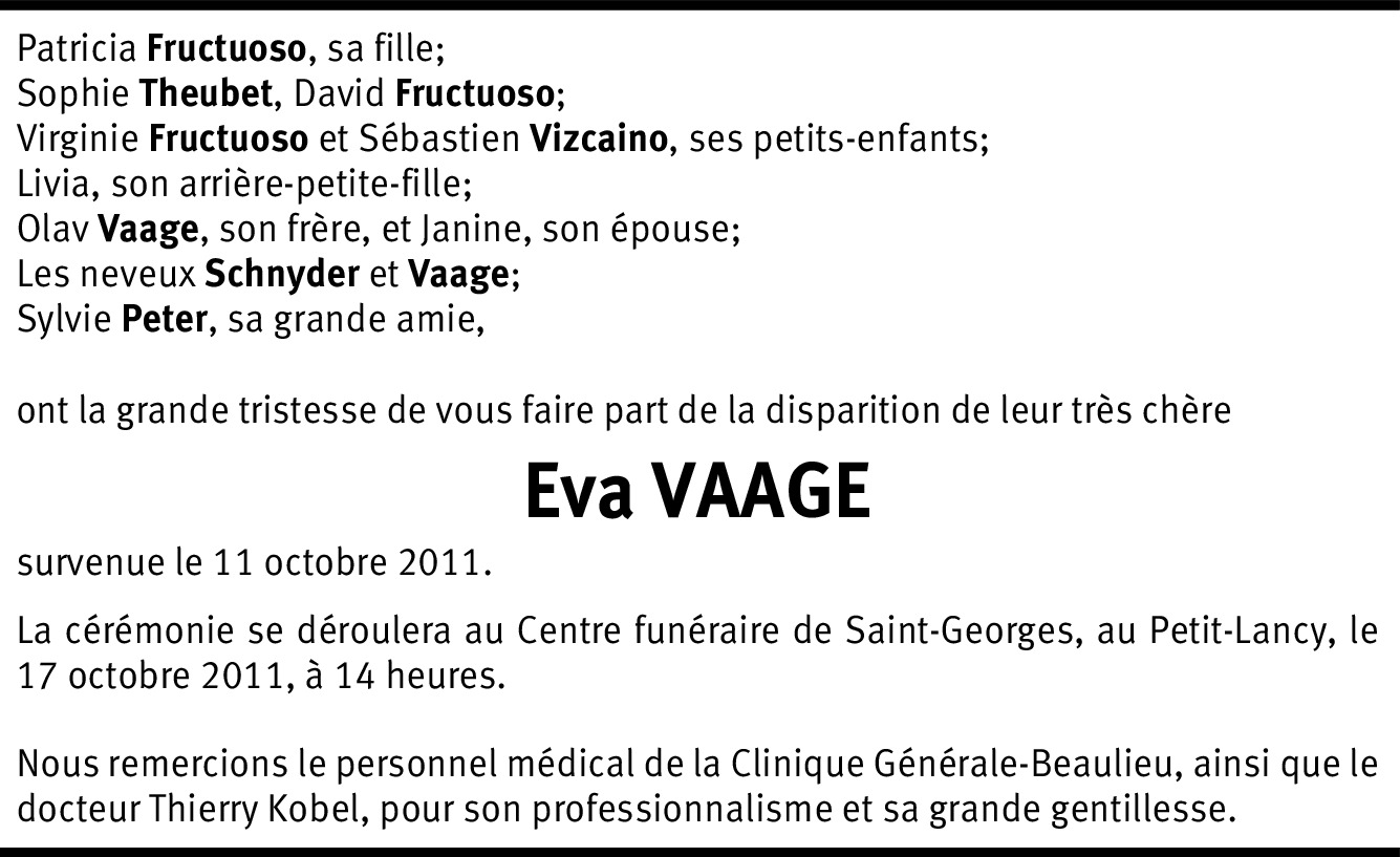Eva Vaage | Hommages