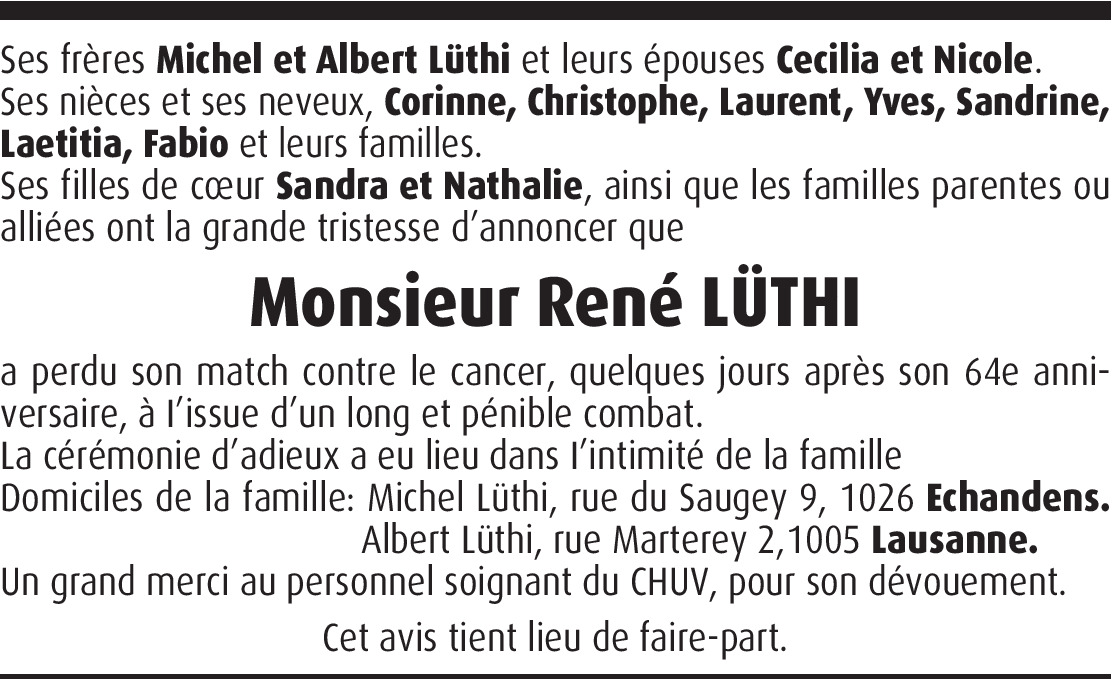 René Lüthi | Hommages