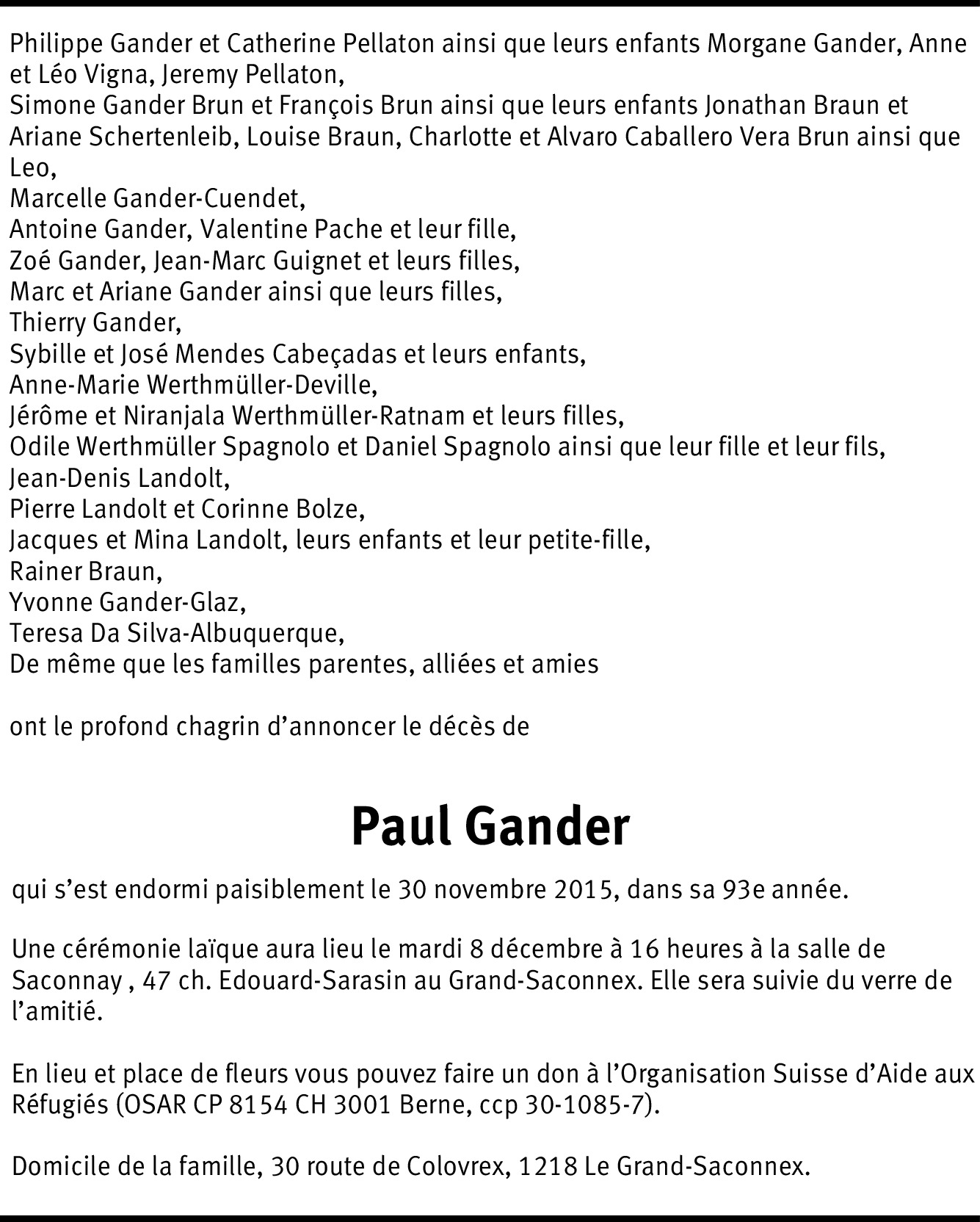 Paul Gander | Hommages
