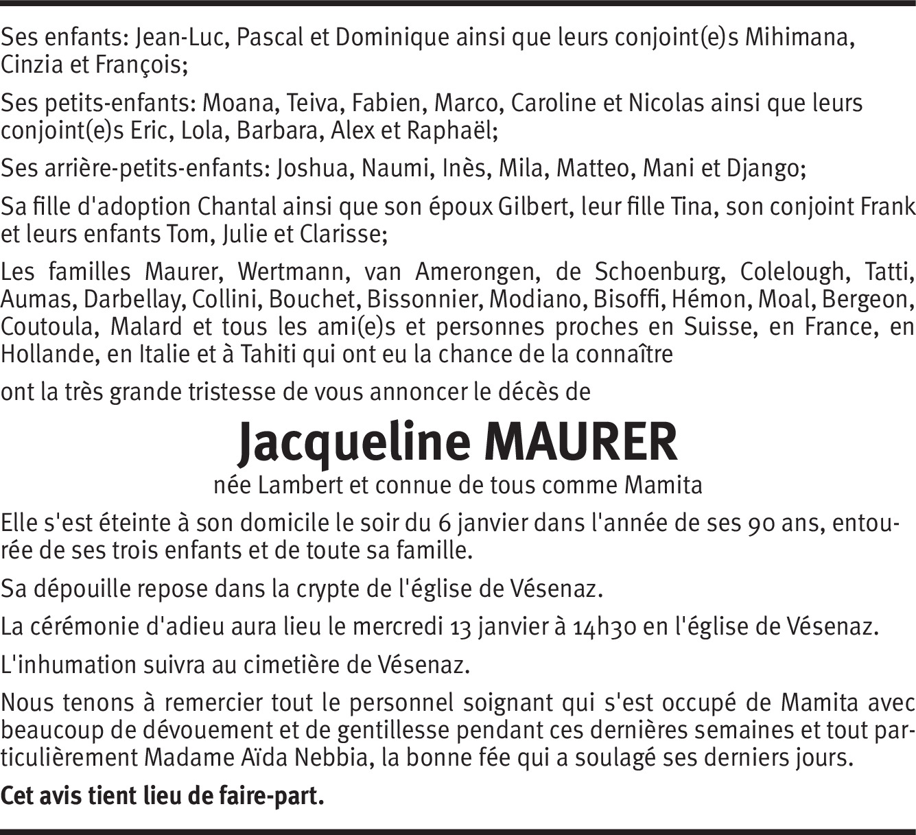 Jacqueline Maurer Lambert | Hommages