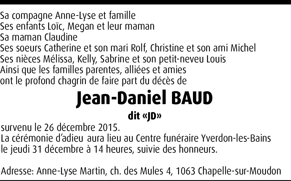 Jean-Daniel Baud | Hommages