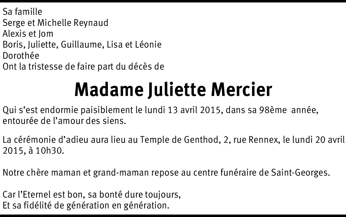 Juliette Mercier | Hommages