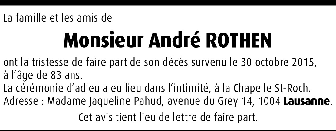 André Rothen | Hommages