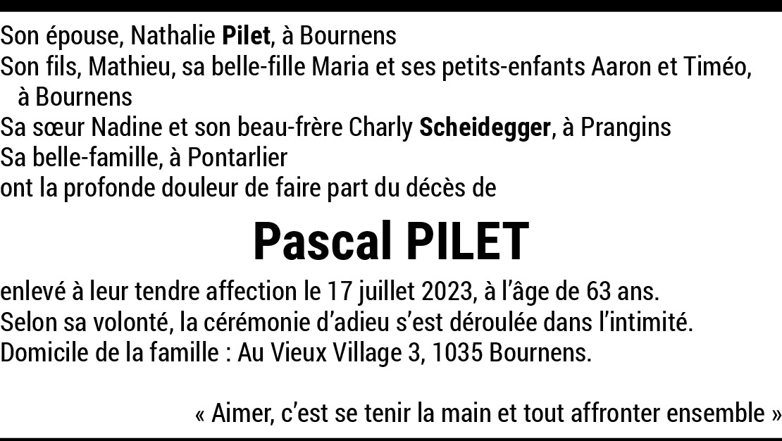 Pascal Pilet | Hommages