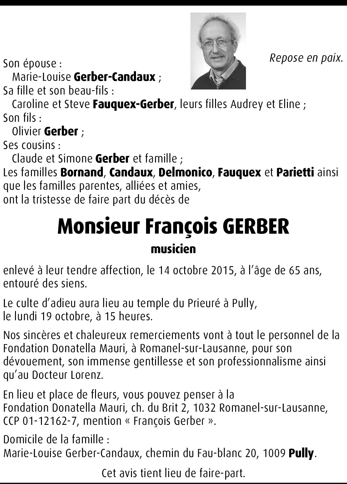 François Gerber | Hommages