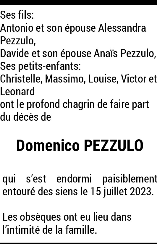 Domenico Pezzulo | Hommages