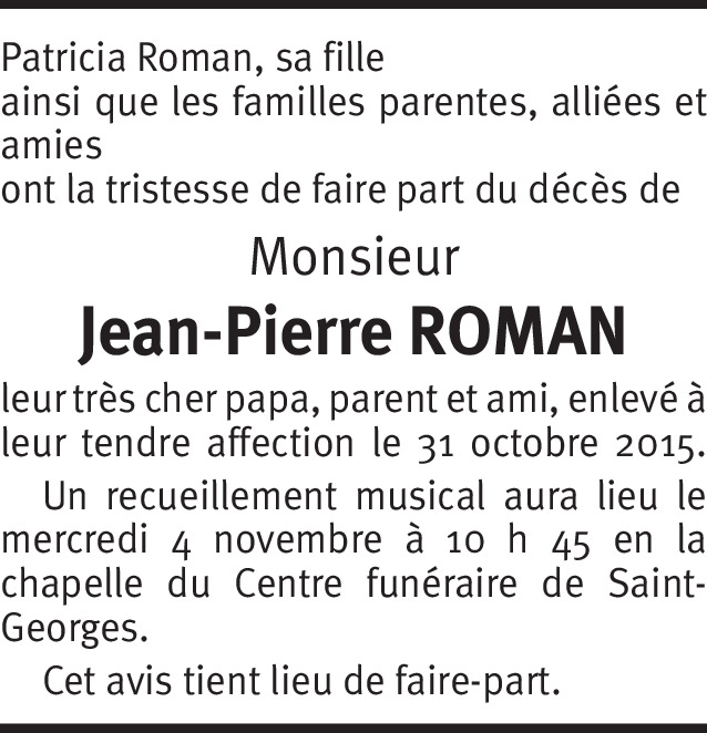Jean-Pierre Roman | Hommages