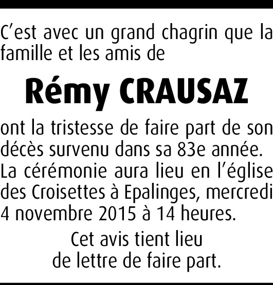 Rémy Crausaz | Hommages