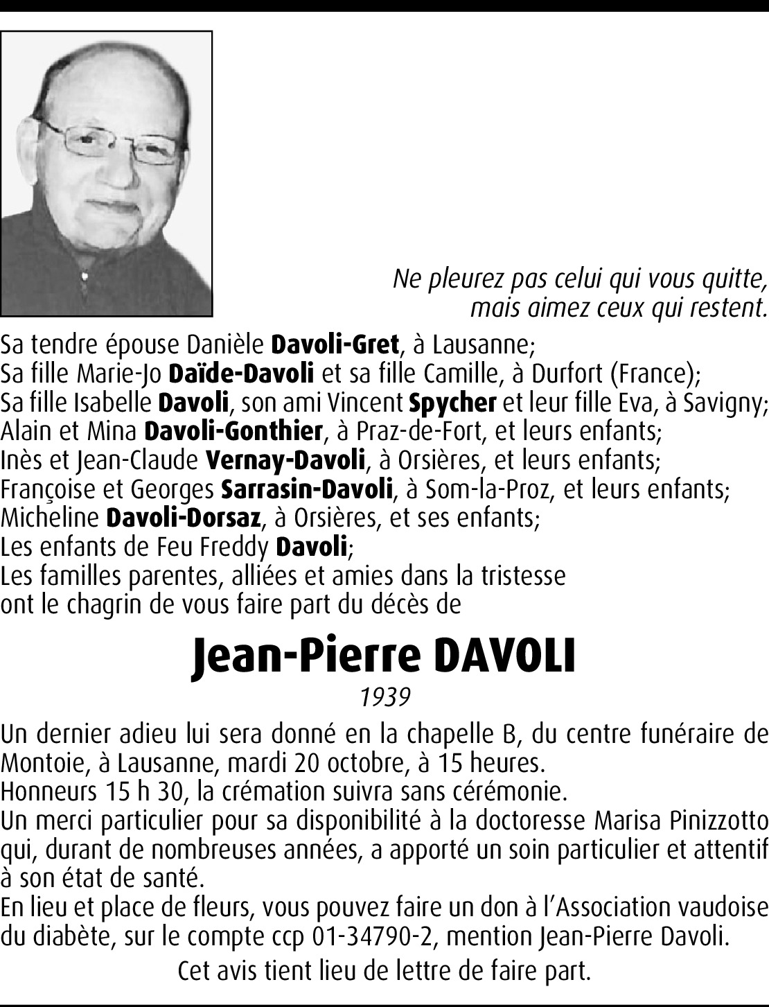 Jean-Pierre Davoli | Hommages