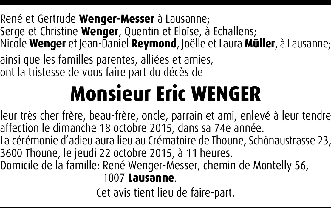 Eric Wenger | Hommages