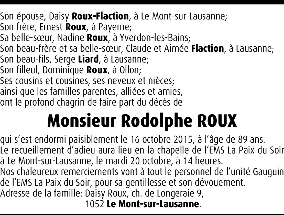 Rodolphe Roux | Hommages