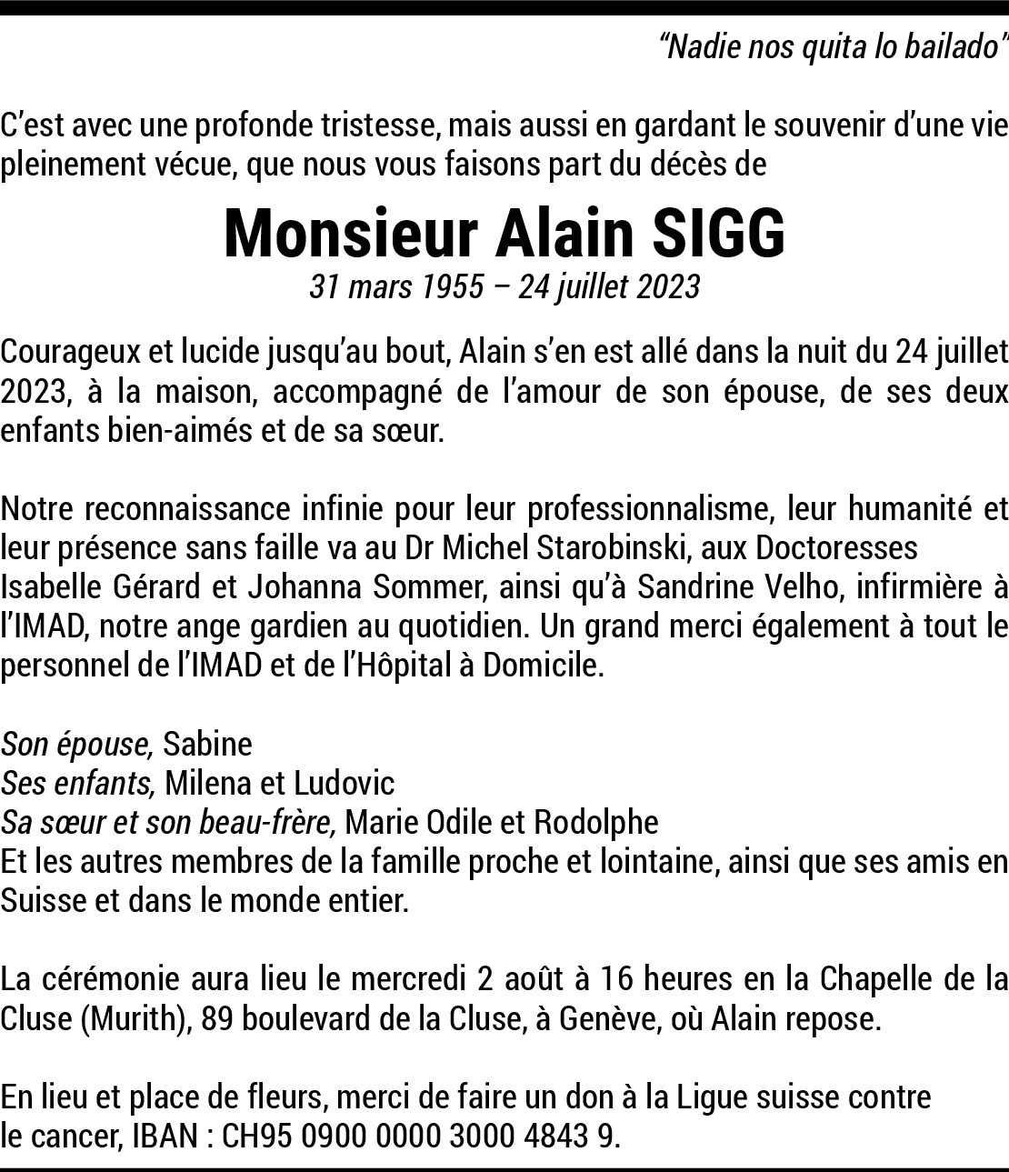 Alain Sigg | Hommages