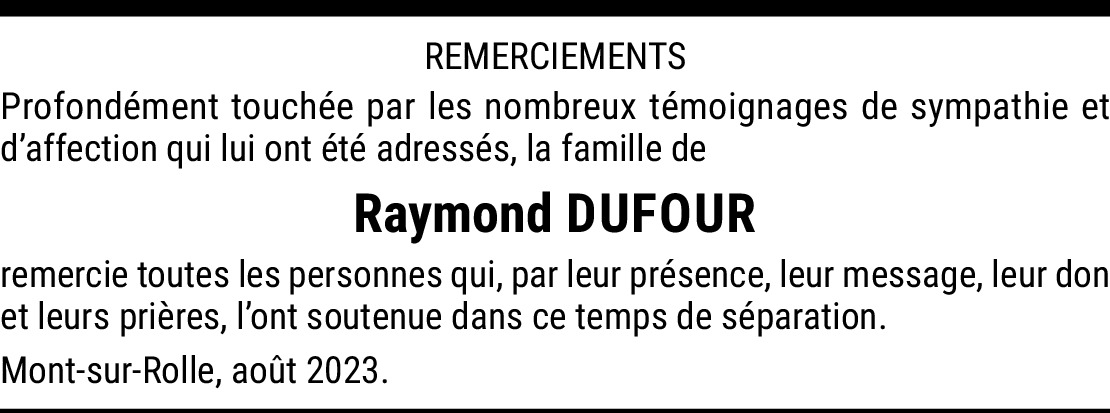 Raymond Dufour | Hommages