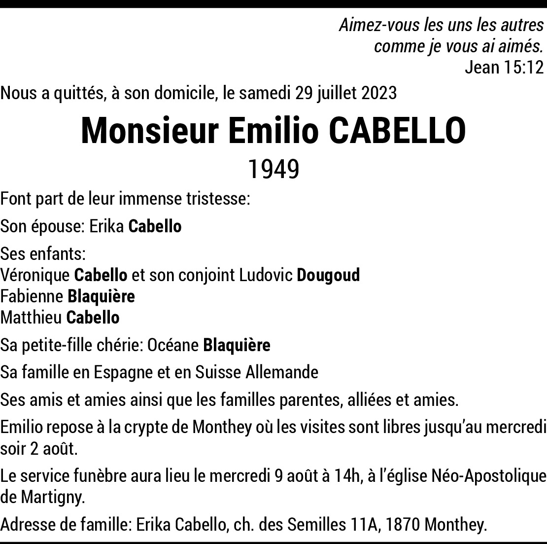 Emilio Cabello | Hommages