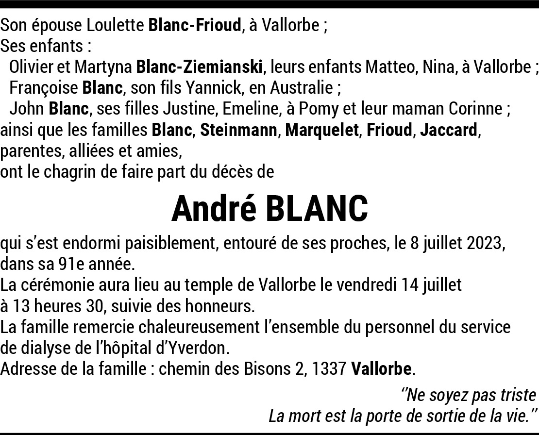 André Blanc | Hommages