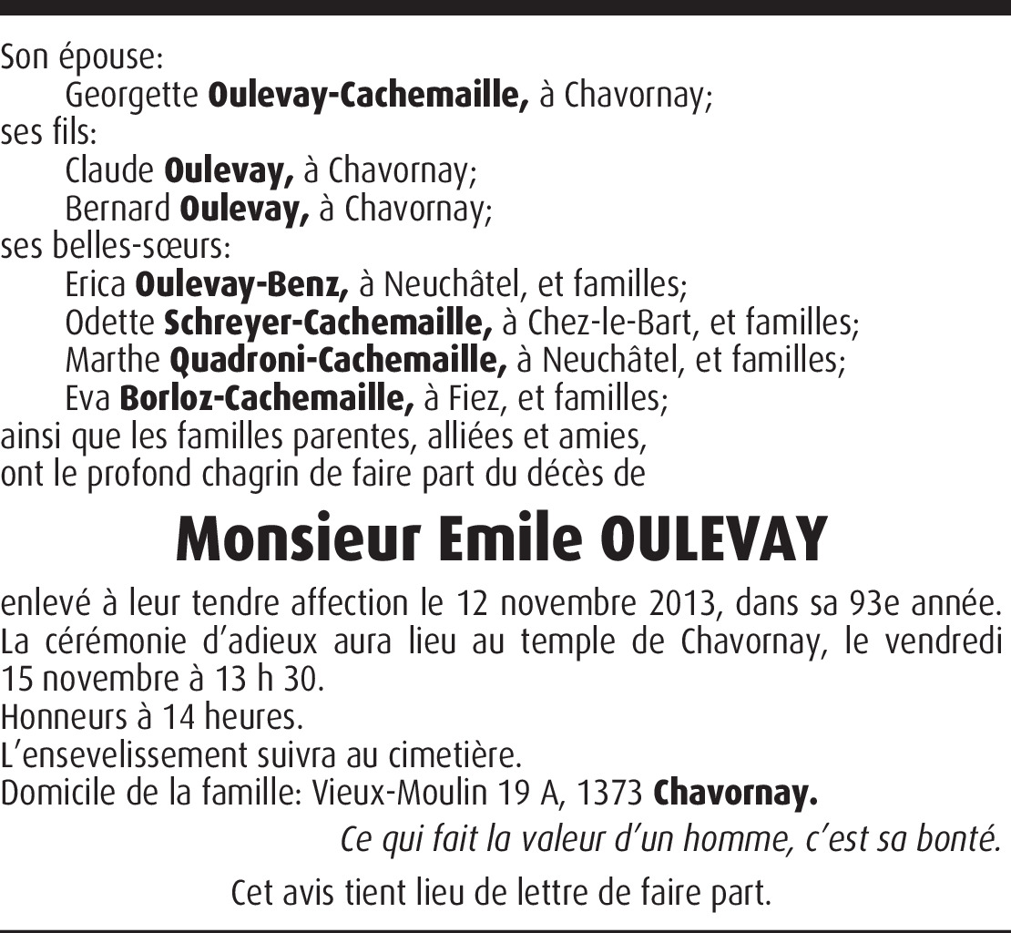 Emile Oulevay | Hommages