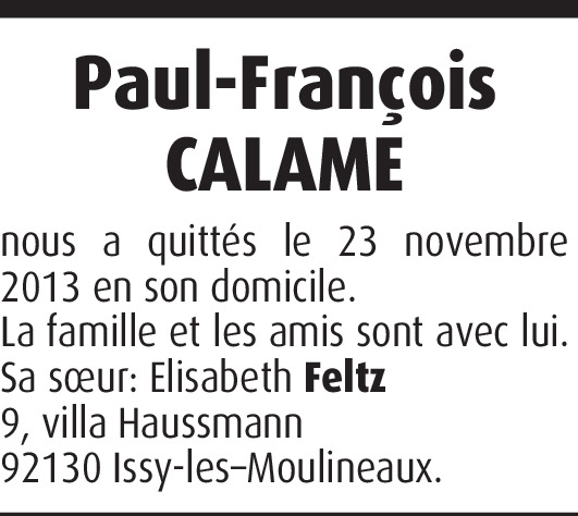 Paul-François Calame | Hommages