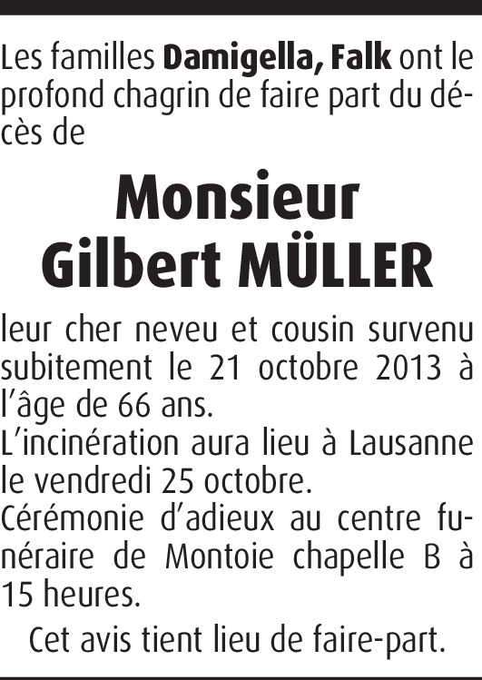 Gilbert Müller | Hommages