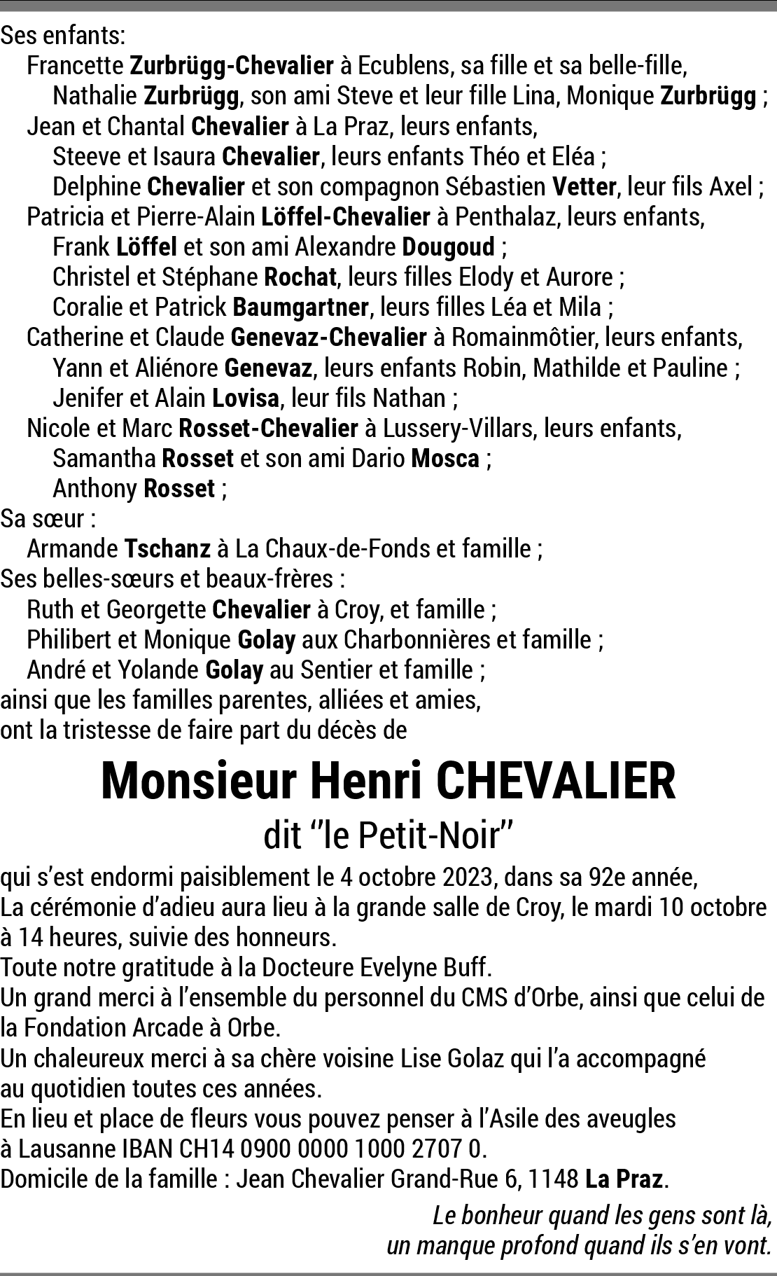 Henri Chevalier | Hommages