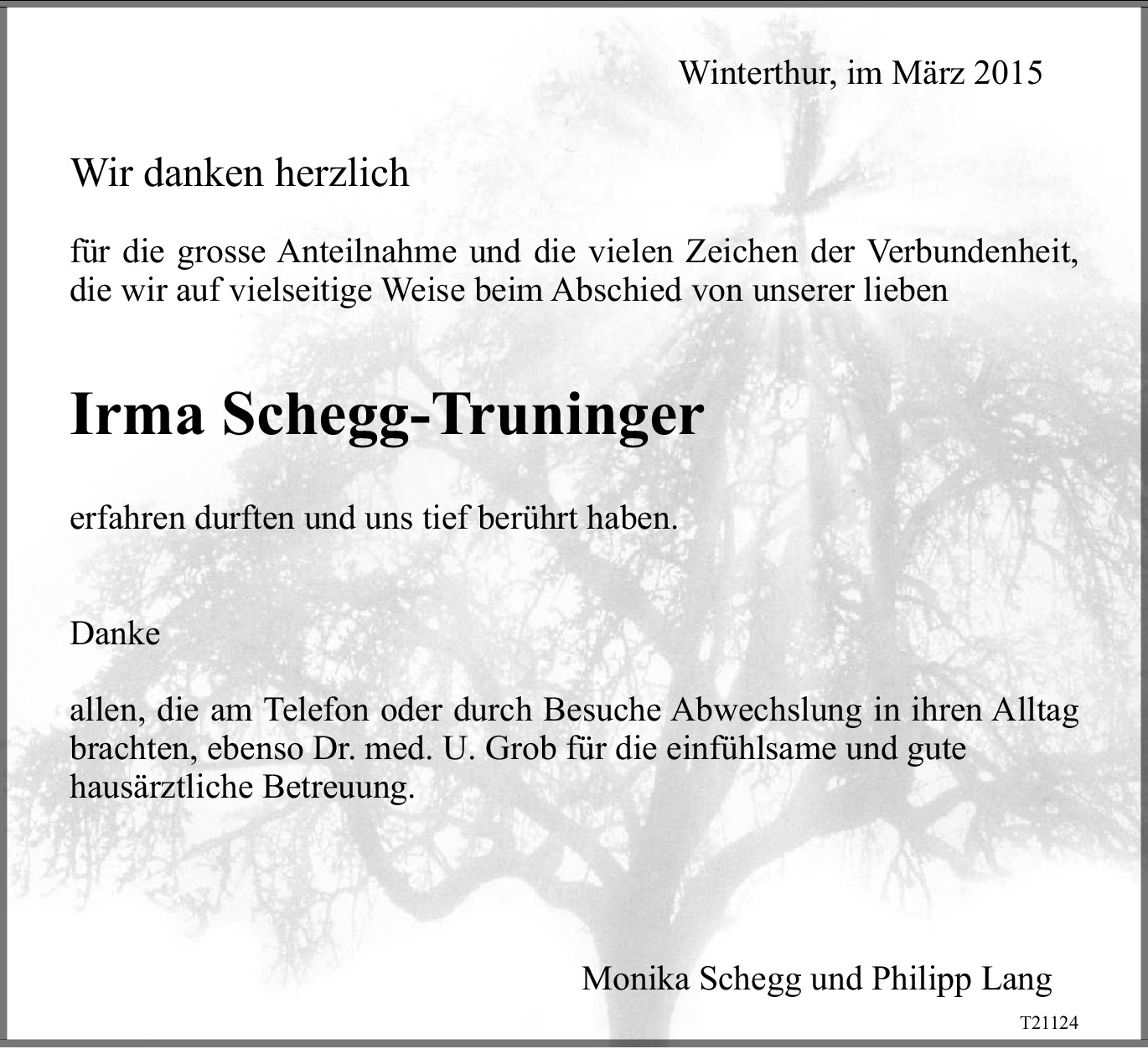 Irma Schegg-Truninger | Hommages