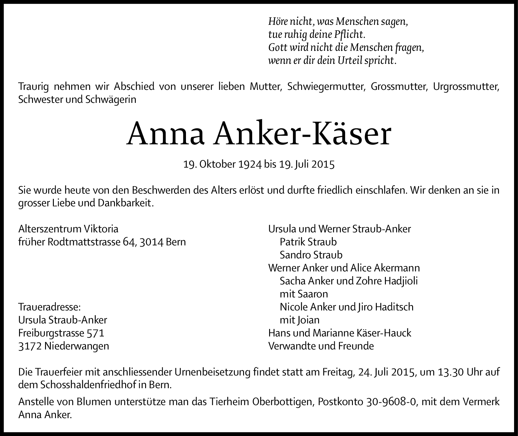 Anna Anker-Käser | Hommages